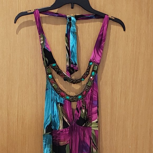 VENUS | Tops | Venus Halter Backless Purple Blue Tropical Gem Glitter ...